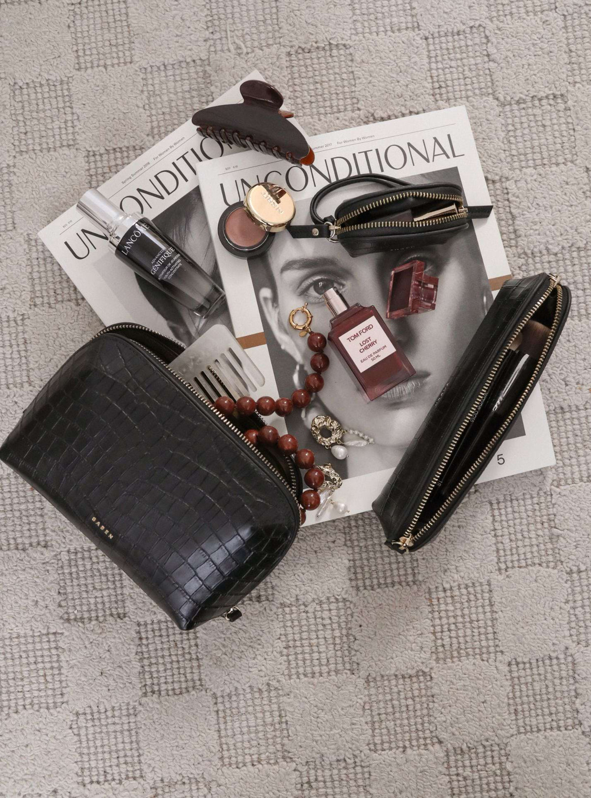 Tarin Airpod Pouch - Black Croc | Paddington Store