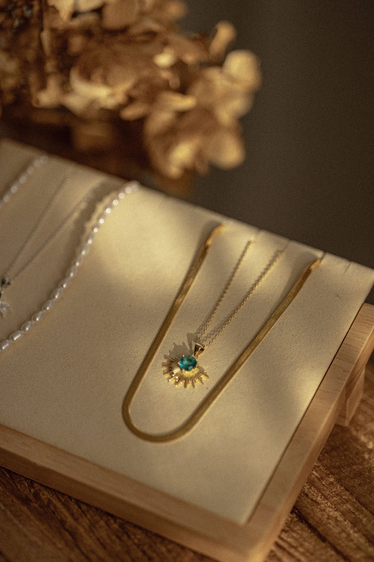Solace Necklace Teal - Gold | Paddington Store