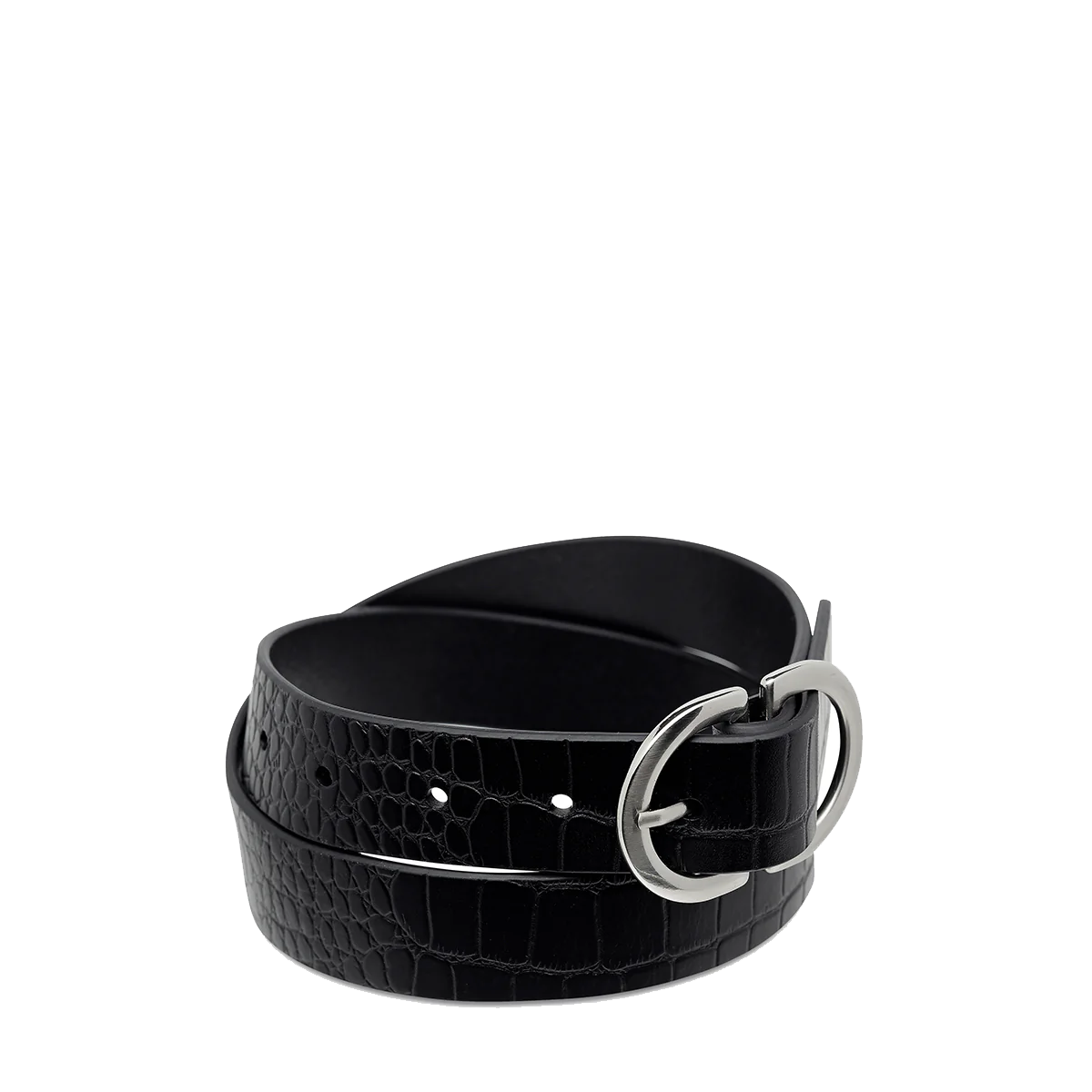 In Reverse Belt - Black Croc / Silver | Paddington Store